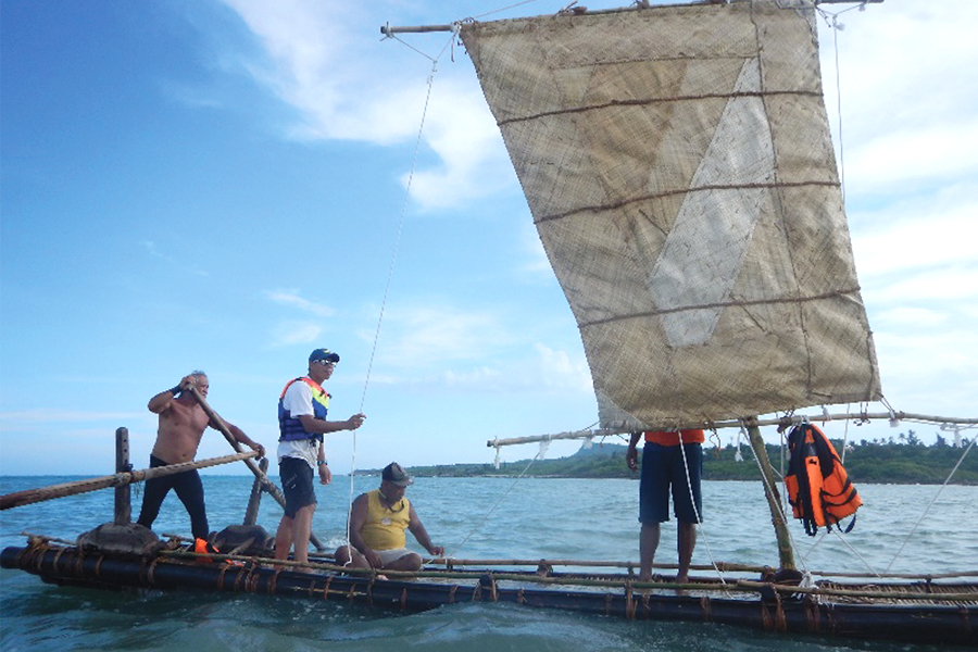 The-bamboo-raft-vessel-sail-built-using-Taumako-tribes-materials-and ...